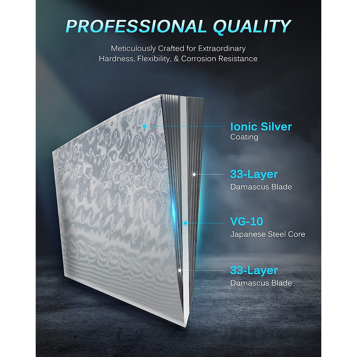 KYOKU Gin Series Nakiri Knife, 7" Vegetable Knife, Japanese VG10 Damascus Stainless Steel Kitchen Knife with Silver Ion Blade G10 Handle & Mosaic Pin, Professional Chef Knife for Veg Fruit Meat