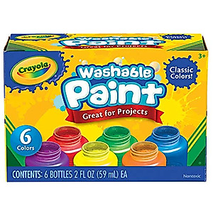 Crayola Washable Kids Paint, 6 Count, Kids At Home Activities, Painting Supplies, Gift, Assorted