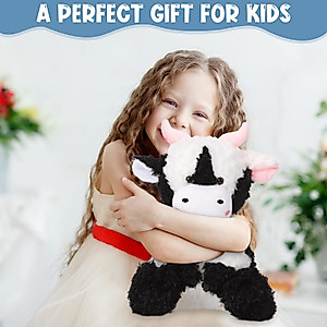 Aoriher 2 Pcs 10 Inch Cow Plush Stuffed Animal Toy Cute Soft Cow Plush Toy White and Black Cow Plush Great Birthday Gift for Boys Girls Birthday Party Office Home Decor