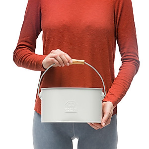 REDECKER Metal Kitchen Caddy Organizer with Wooden Handle, for Gardening BBQ and Cleaning Supplies, 10-5/8" x 7-1/2" x 5-1/8", White