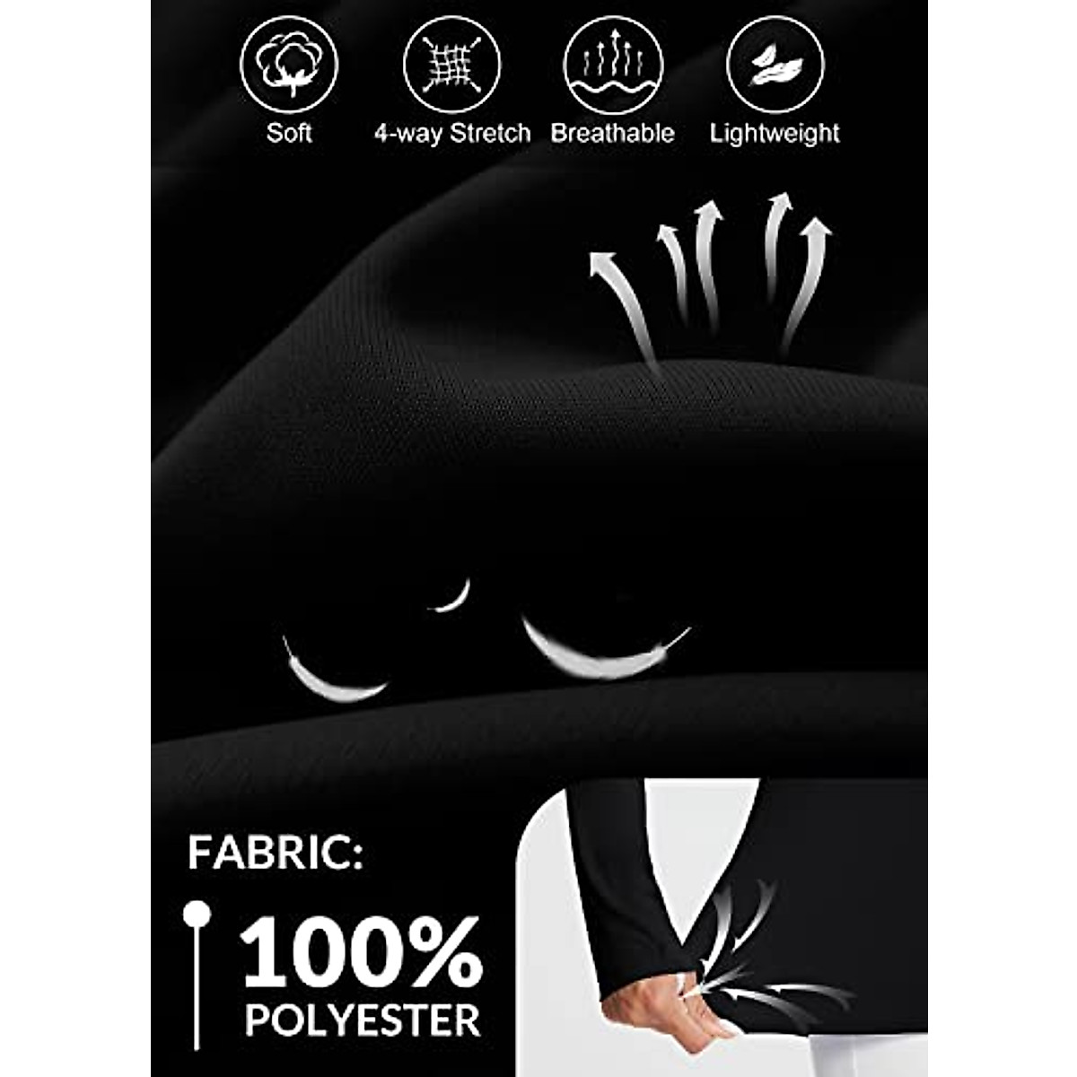 BALEAF Women's Sun Shirts UPF 50+ Long Sleeve Hiking Tops Lightweight Quick Dry UV Protection Outdoor Clothing Black L