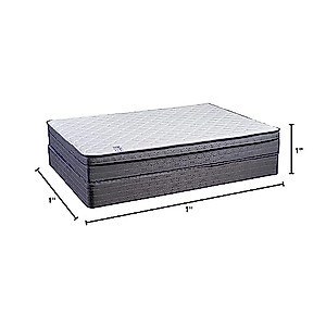 Spring Coil 10-Inch Plush Foam Encased Hybrid Eurotop Innerspring Mattress and 4" Wood Low Profile Boxspring/Foundation Set, Full xL