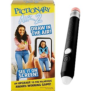 Mattel Games Pictionary Air 2 Family Game for Kids and Adults with Exclusive Black Color Light Pen & Digital Clue Packs