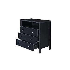 Hodedah 3-Drawer 1-Open Shelf Dresser, Black