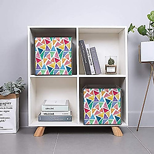 Watercolor Triangle Pattern Collapsible Storage Bins Basics Folding Fabric Storage Cubes Organizer Boxes with Handles