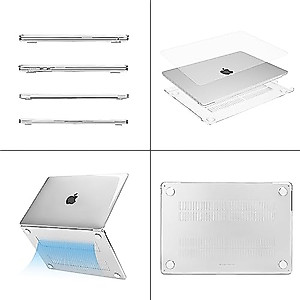 MOSISO Compatible with MacBook Air 15 inch Case 2023 Release A2941 M2 Chip, Protective Plastic Hard Shell Case Cover&Vertical Sleeve Bag with Pocket, Crystal Clear&Black
