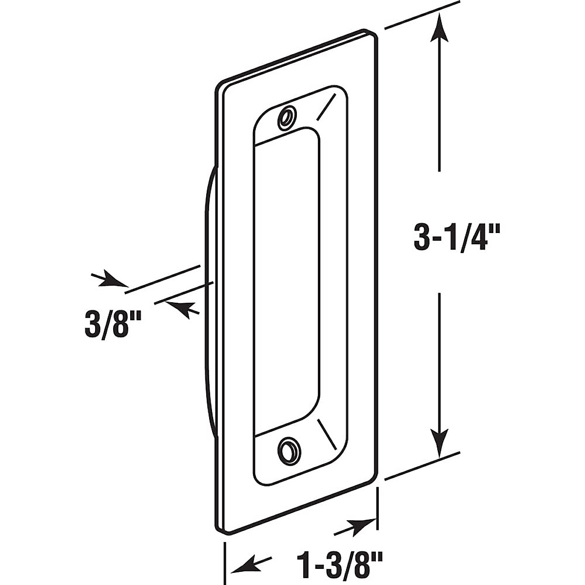 Prime-Line N 7342 3-1/4 in, Solid Brass with Satin Nickel Finish, (2-Pack) Rectangular Finger Pull