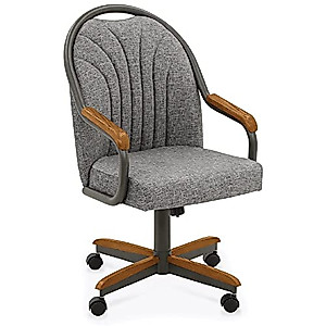 Overstock Chromcraft Douglas Caster Dining Chairs in Chestnut, Gray Finish (Set of 2) Chestnut Chestnut Finish