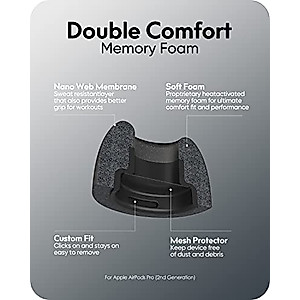 Gcioii 4 Pairs Memory Foam Tips and Ear Hooks Accessories for Apple AirPods Pro 2nd Generation (XS/S/M/L Buds, White Hooks)