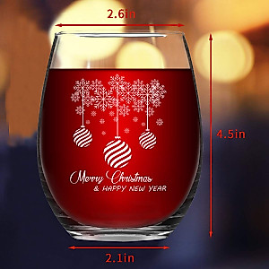 Merry Christmas Stemless Wine Glass Set for Women Friends, Christmas Idea for Mom Wife Girlfriend Sister Wedding Birthday Party, Set of 4