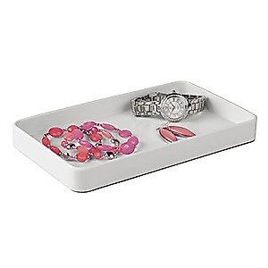 mDesign Modern Decorative Metal Guest Hand Towel Tray Holder Organizer for Disposable Paper Napkins, Jewelry, Makeup - Bathroom Vanity Sink Counter Organization - Unity Collection - Stone Gray