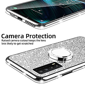 nancheng Case for TCL Stylus 5G (T779W), TCL Stylus 5G 2022 6.8" Case with Kickstand Lanyard Bumper Shockproof Full Body Protection Phone Case Cute Soft TPU Glitter Cover for Girls Women Men - Silver