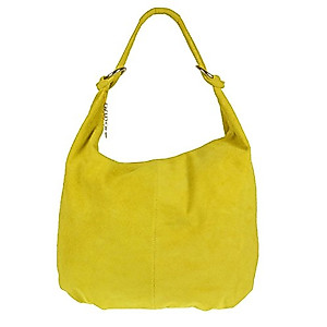 Girly HandBags Hobo Italian Suede Genuine Leather Shoulder Bag Yellow