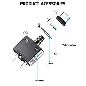 Thermal Circuit Breaker, DIYhz 20 Amp Push Button Manual Reset Circuit Breaker with Quick Connect Terminals and Waterproof Button Transparent Cap 32V DC 125/250VAC 50/60Hz