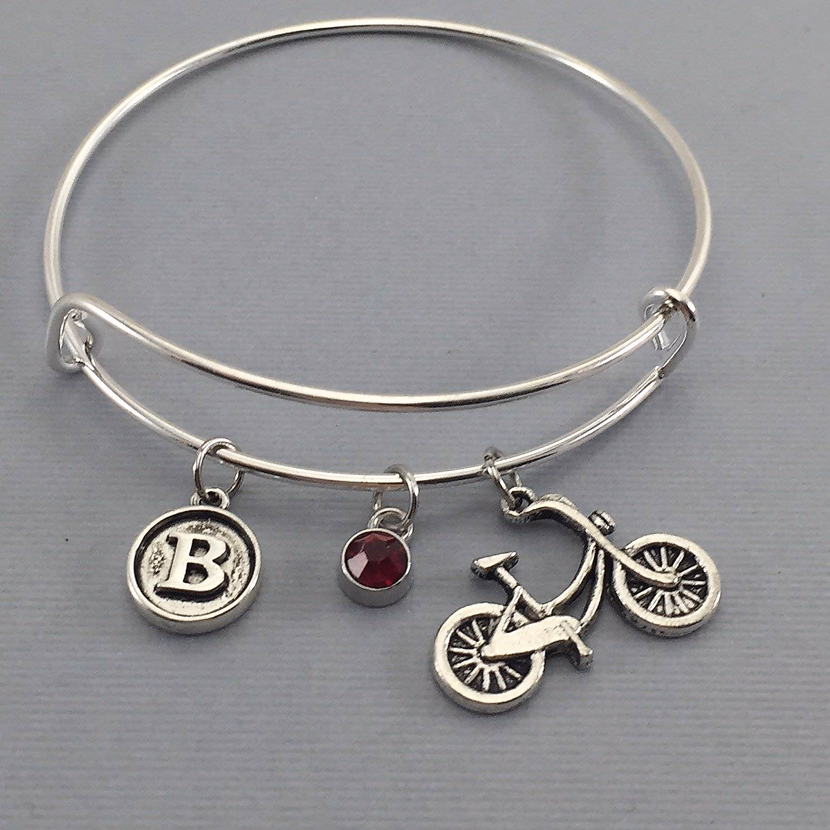 Bicycle - Bicycle Gift - Charm Bracelet - Initial Bracelet - Gift for Her - Gift Under 15 - Mothers Day Gift - Gift for Mom - Bike