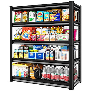 Rufokisa 48" W Garage Shelving Heavy Duty，2800LBS Loads Adjustable Garage Storage Shelves,5-Tier Metal Storage Racks and Shelving Units, Utility Rack Shelves,48”W x 18”D x 78”H,Black