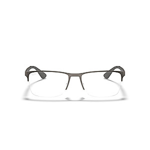 Ray-Ban RX6335 Rectangular Prescription Eyeglass Frames, Matte Gunmetal/Demo Lens, 56 mm