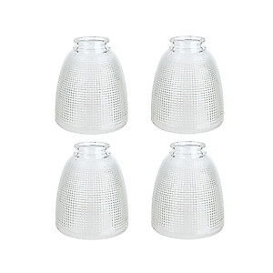 Aspen Creative 23111-4 Contemporary Style Clear with Grid Pattern Shade, 2-1/8" Fitter Size, 5-1/8" high x 4-1/2" Diameter, 4 Pack Replacement Glass