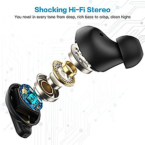Y-SPIO Wireless Earbuds, Bluetooth 5.2 Earphones with HD Mic, Touch Control Wireless Bluetooth Headphones, in-Ear HiFi Stereo Wireless Headphones, Super Light Bluetooth Earbuds for iOS Android Phone