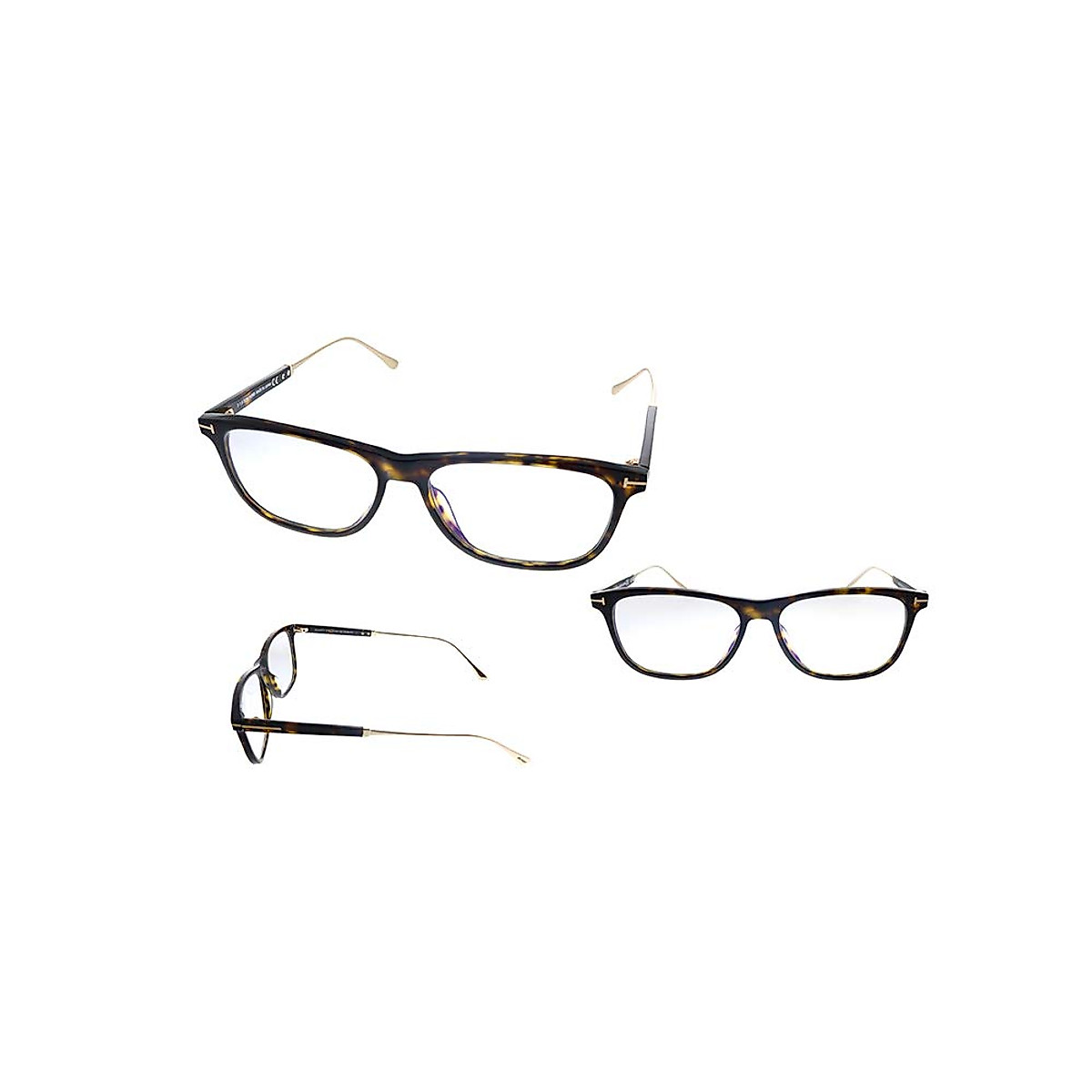Eyeglasses Tom Ford FT 5589 -B 052 Dark Havana, Shiny Rose Gold/Blue Block Len, Dark Havana, Shiny Rose Gold / Blue Block Lenses, 55/15/145