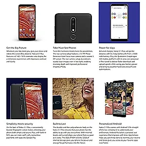 Nokia 3.1 Plus - Android 9.0 Pie - 32 GB - 13 MP Dual Camera - Single SIM Unlocked Smartphone (AT&T/T-Mobile/MetroPCS/Cricket/Mint) - 6.0" HD+ Screen - Charcoal