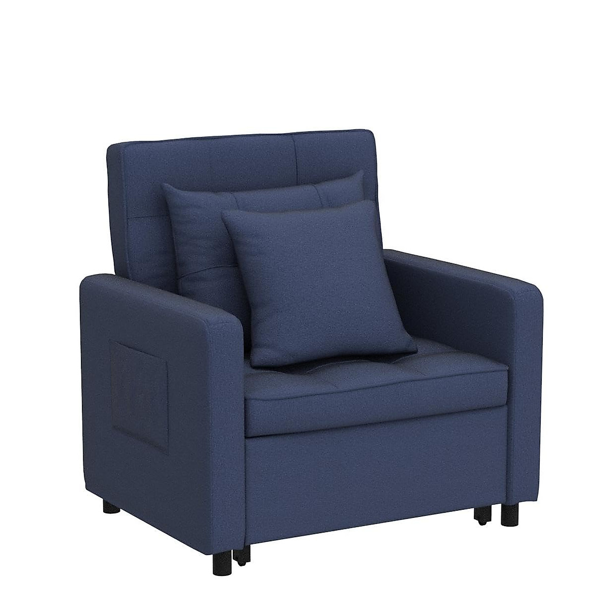 GOOGIC Convertible Chair Bed, 3-in-1 Folding Sofa Bed Chair with Adjustable Backrest, Multi-Functional Pull Out Sleeper Chair Bed Single Armchair Sofa Bed with Side Pocket (Blue)
