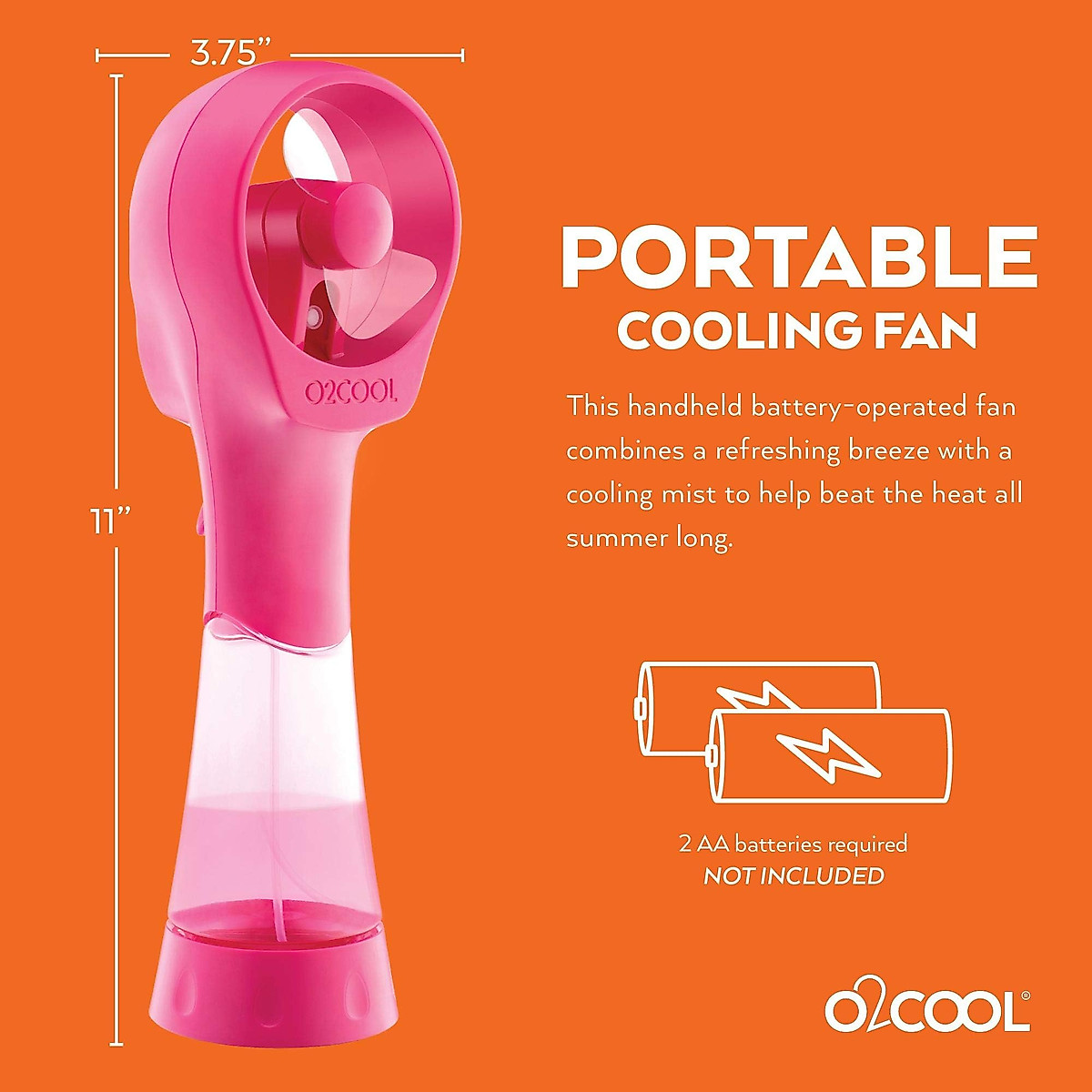 O2COOL Elite Battery Powered Handheld Water Misting Fans (Raspberry)…