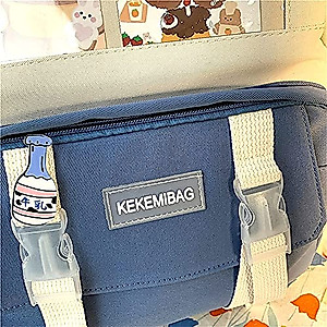 Kawaii Backpack for School Japanese, Aesthetic Backpack for Women Girls Cute Korean Style Bags with with Kawaii Pin and Accessories (Purple)