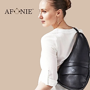 Afonie Leather Sling Bag for Women & Men Sling Backpack Crossbody Bag