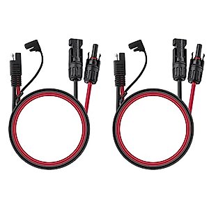 Tsinghwang 2 Set 10AWG Solar Panel to SAE Adapters Solar Extension Cable 50Amps Connectors for RV Solar Panel Battery DC Power Battery Charger 55cm/22in