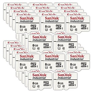 SanDisk Industrial 8GB Micro SD Memory Card Class 10 UHS-I MicroSD (Bulk Pack) in Cases (SDSDQAF3-008G-I) Bundle with (1) Everything But Stromboli Card Reader (8GB, Pack of 50)