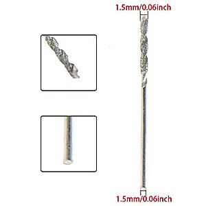 Bettomshin 1.5mm Diamond Twist Drill Bits High Speed Steel HSS for Glass Sea Shells Stone Tiles 10Pcs