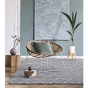 Amearea Fluffy Indoor Trellis Rug, Soft Shag Home Rugs for Bedroom, Shaggy Modern Area Rug for Living Room Kids Room Nursery, Easy Clean, Geometry Home Decor Low Pile Carpet, Light Grey 4x6 Feet