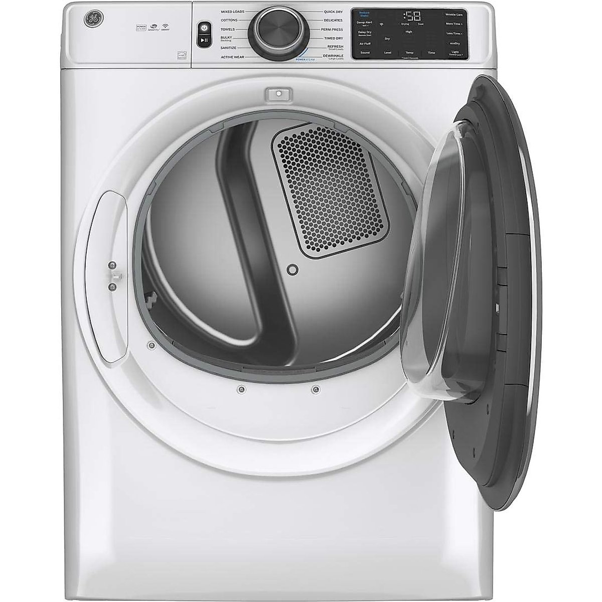 GE GFD65GSSNWW 28" Front Load Gas Dryer with 7.8 cu. ft. Capacity Powersteam Built-in WiFi Sanitize Cycle and Vent Sensor in White