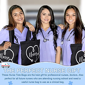 Roowest 5 Pcs Nurse Appreciation Gifts Nurse Canvas Tote Bags Nurse Shopping Bag Shoulder Bag for Nurses Practitioner Graduation Retirement Gifts