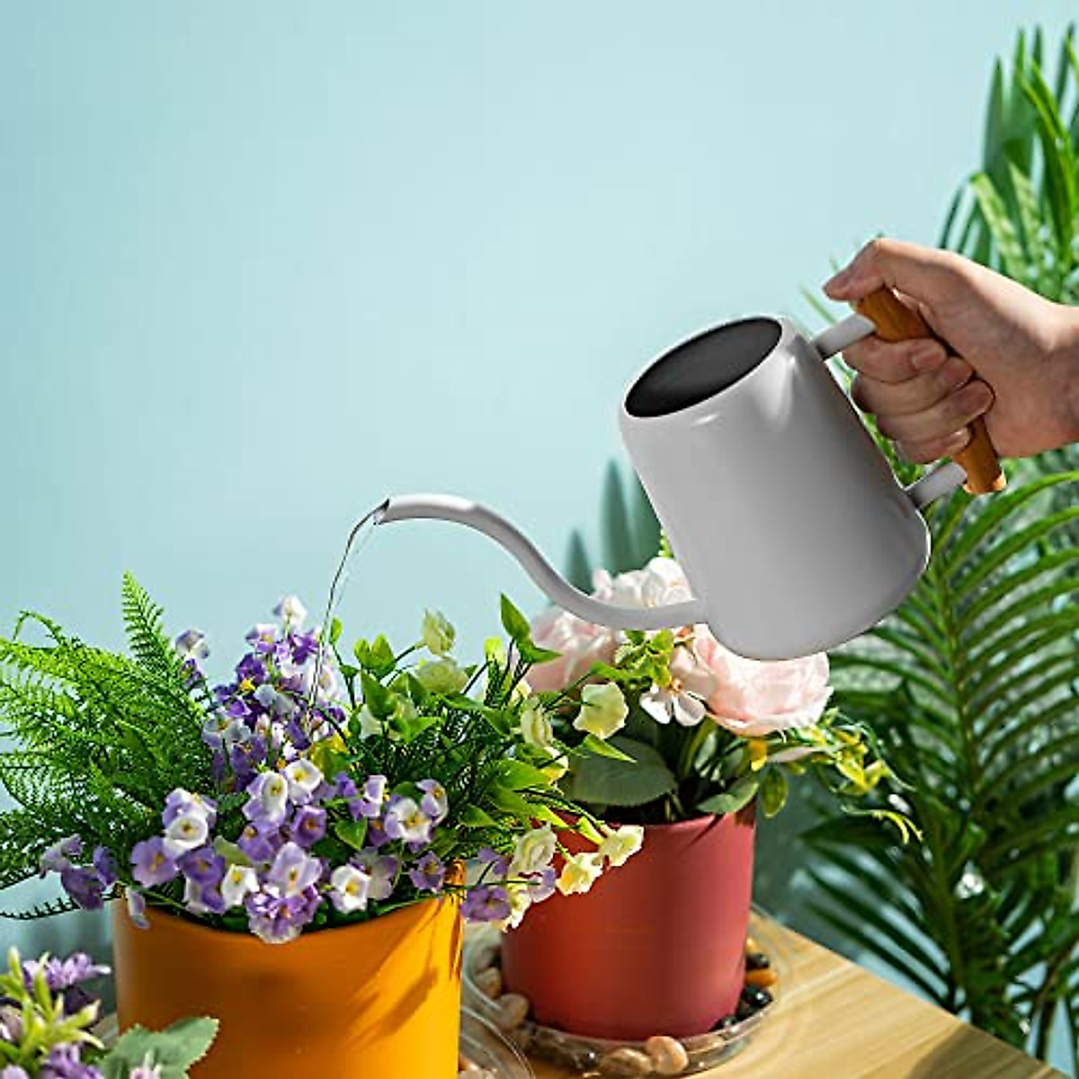 Kampasy Watering Can - 35oz White Watering Can Indoor Plant - Houseplant Watering Can - Indoor Watering Can with Long Spout-Cute Watering Can-Small Watering Can for Indoor Plants-Water Can for Plants