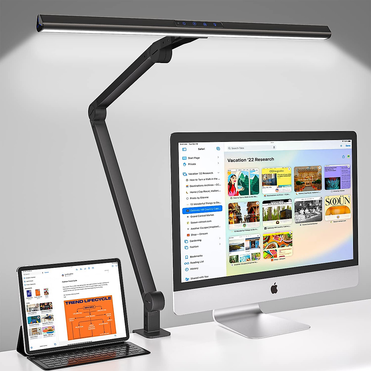 KableRika LED Desk Lamp with Clamp, 17W Super Bright Architect Swing Arm Desk Light for Home Office, Eye-Caring Task Table Lamp, Dimmable&6 Color Modes, Great Range of Motion for Office Lighting