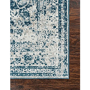 Rugs.com Monte Carlo Collection Rug – 5' x 8' Blue Medium Rug Perfect for Living Rooms, Large Dining Rooms, Open Floorplans