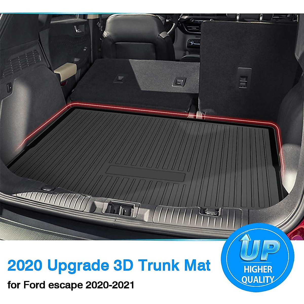 KUST Custom Fit Cargo Mat for 2020-2023 2024 Ford Escape Hybrid & No-Hybrid Cargo Liner All Weather Trunk Liner Tray Black TPO