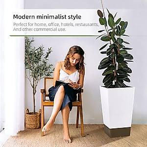 QCQHDU 21 inch Large Tall Taper Planters for Indoor & Outdoor Plants, 2 Pack Durable Plant-Flower-Tree Pots for Front Porch Patio Living Room Home Garden Decor