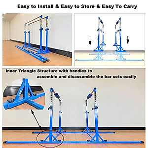 MARFULA Gymnastics Double Horizontal Bars 3Play Parallel Bars Uneven Bars Gymnastics Training Kip Bar with 304 Stainless Steel Regulating Arms & Fiberglass Rail for Indoor Outdoor Home Club Use