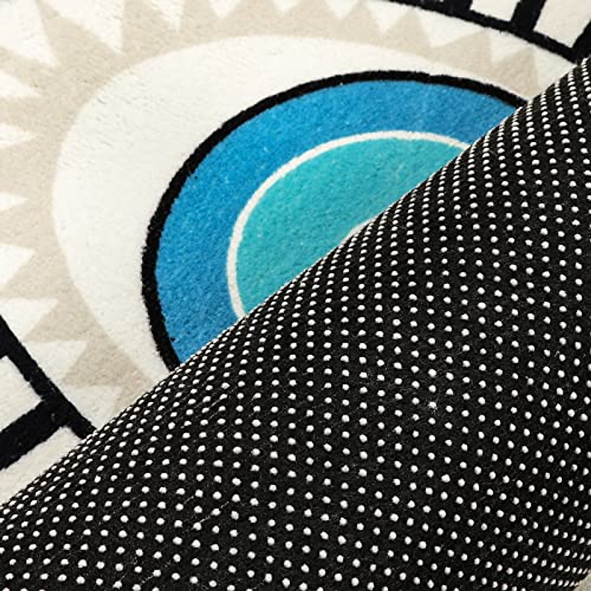 HAOCOO Evil Eye Runner Rug 2’x 5’ Non-Slip Washable Kitchen Area Rug Boho Chic Distressed Tribal Decorative Soft Velvet Creative Floor Carpet Bath Rug for Bedroom Living Room Entryway Hallway