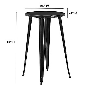 Flash Furniture Commercial Grade 24" Round Black Metal Indoor-Outdoor Bar Height Table