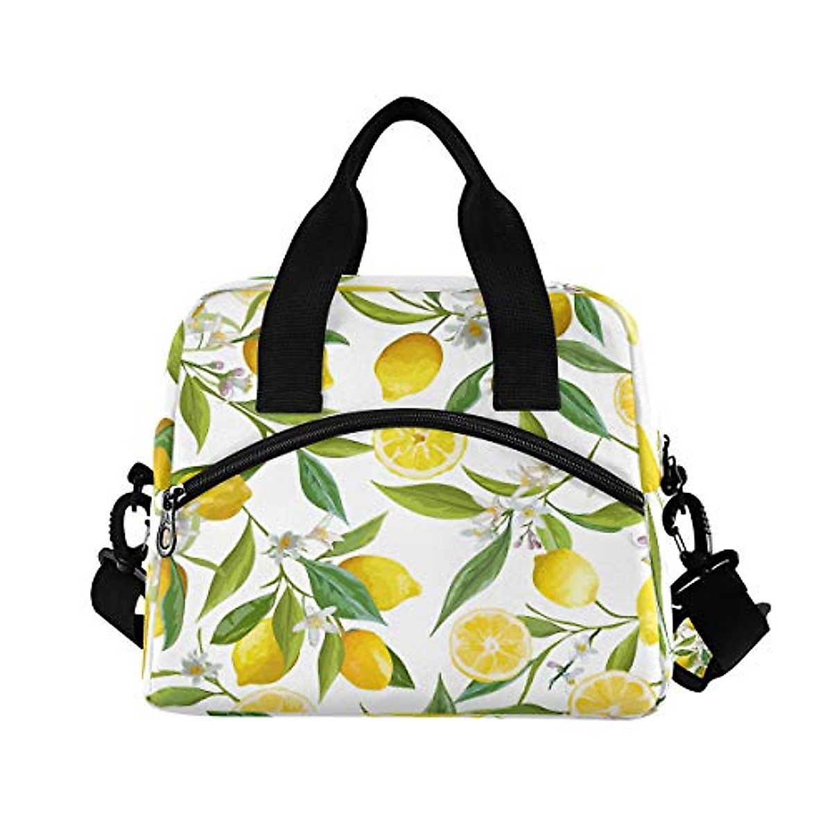 Lemom with Flower Lunch Bag Lunch Bag for Girls Boys Women Men,Insulated and Water-resistant Thermal Cooler Bag with Adjustable Strap for School Office Picnic