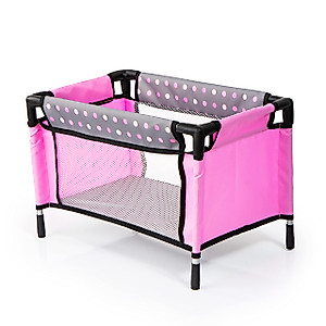 Bayer Doll High Chair/Crib Set, Grey, Pink with Dots