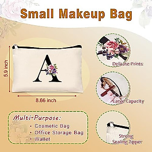 AUNOOL Personalized Tote Bags for Women Makeup Bag with Zipper, Monogram Tote Bag for Bridesmaid Wedding Day Bachelorette Shower Party, Suitable for Travel Holiday Shopping Picnic Letter A