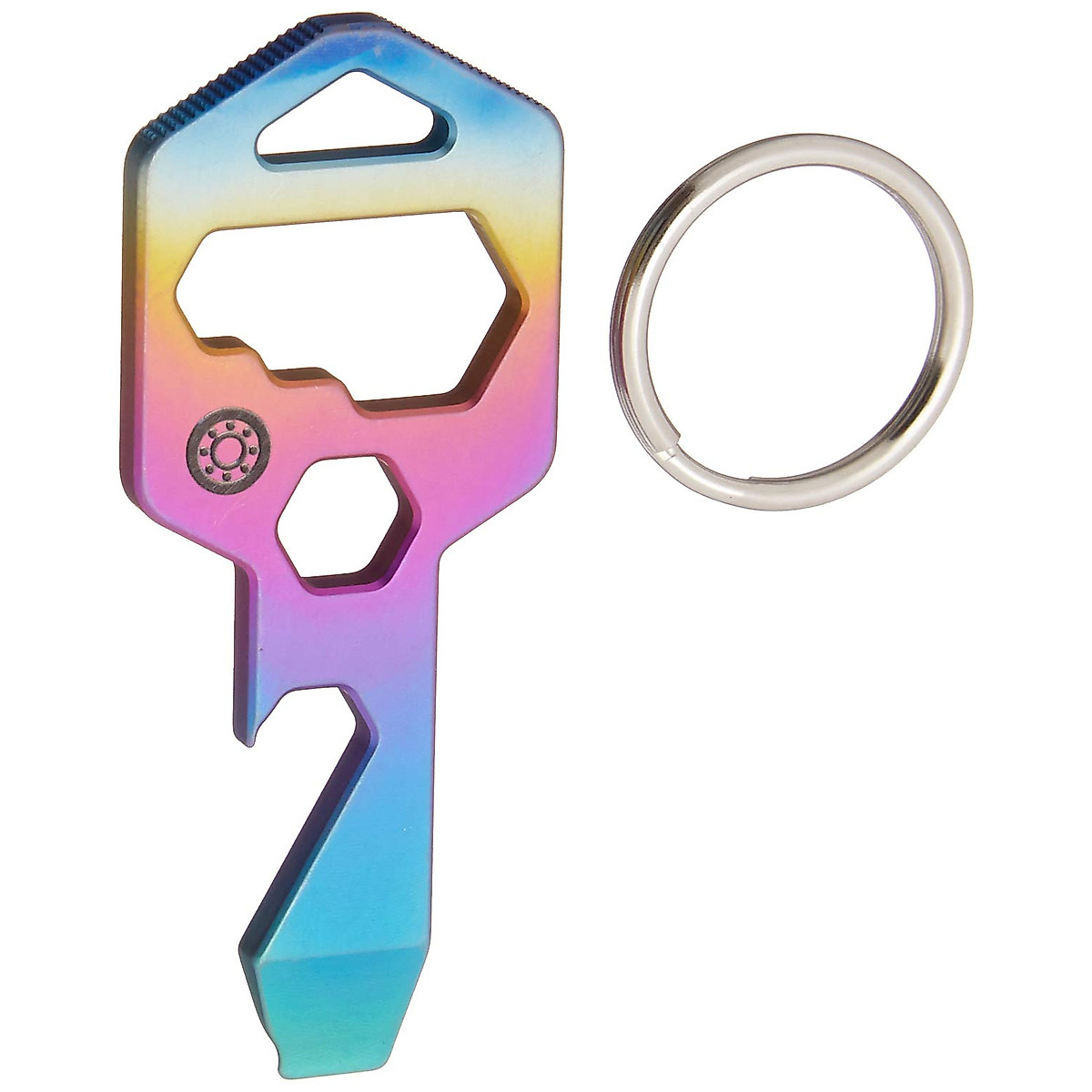 CLOSS 8 in 1 Titanium Multitool Keychain- Bottle Opener, Screwdriver and Wrench (Silver)