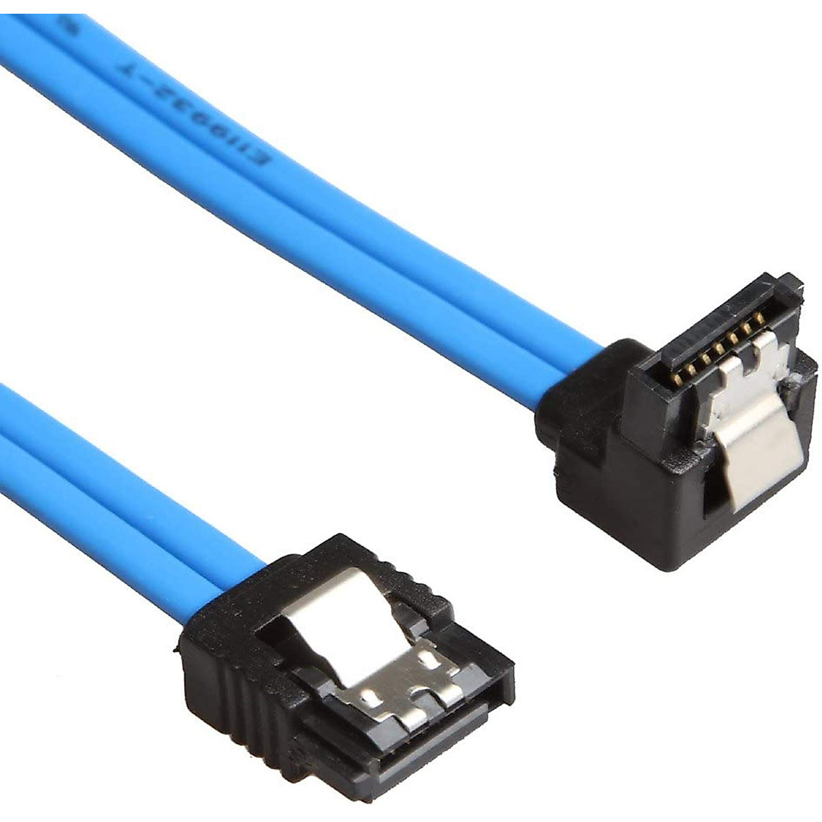 Relper-Lineso 6 Pack 90 Degree Right-Angle SATA III Cable 6.0 Gbps with Locking Latch 18Inch (6X Sata Cable Blue)