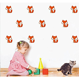 36 Set Orange Forest Fox Pattern Wall Sticker-Kids Nursery Bedroom Home Decoration Vinyl Sticker-DIY Chiildren Room Living Interior Decor Sticker