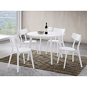 Roundhill Furniture Roma Contemporary Round Dining Table, White